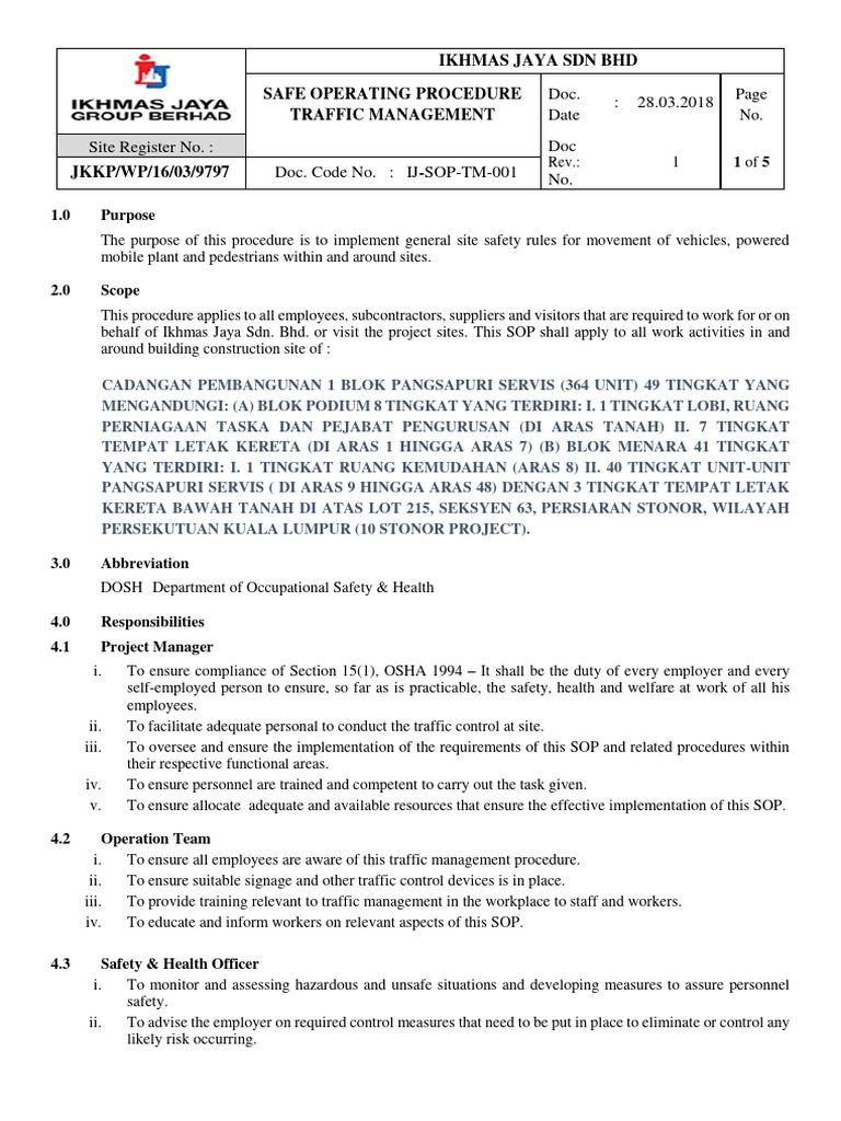SOP Traffic Management | PDF | Traffic | Road