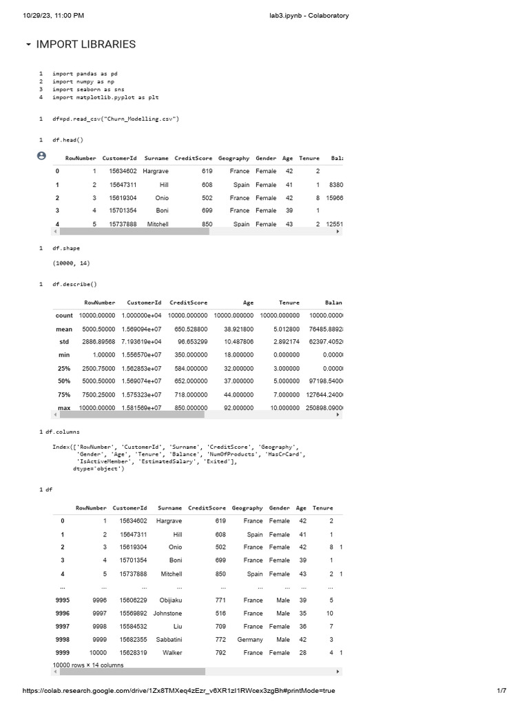 Lab3.ipynb - Colaboratory | PDF | Applied Mathematics | Mathematical And Quantitative Methods ...