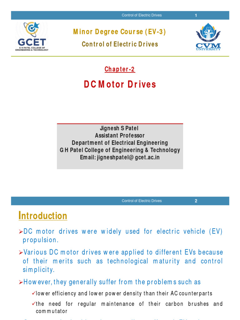 Ch-2 - DC Motor Drives (Compatibility Mode) | PDF | Electric Motor | Electric Vehicle