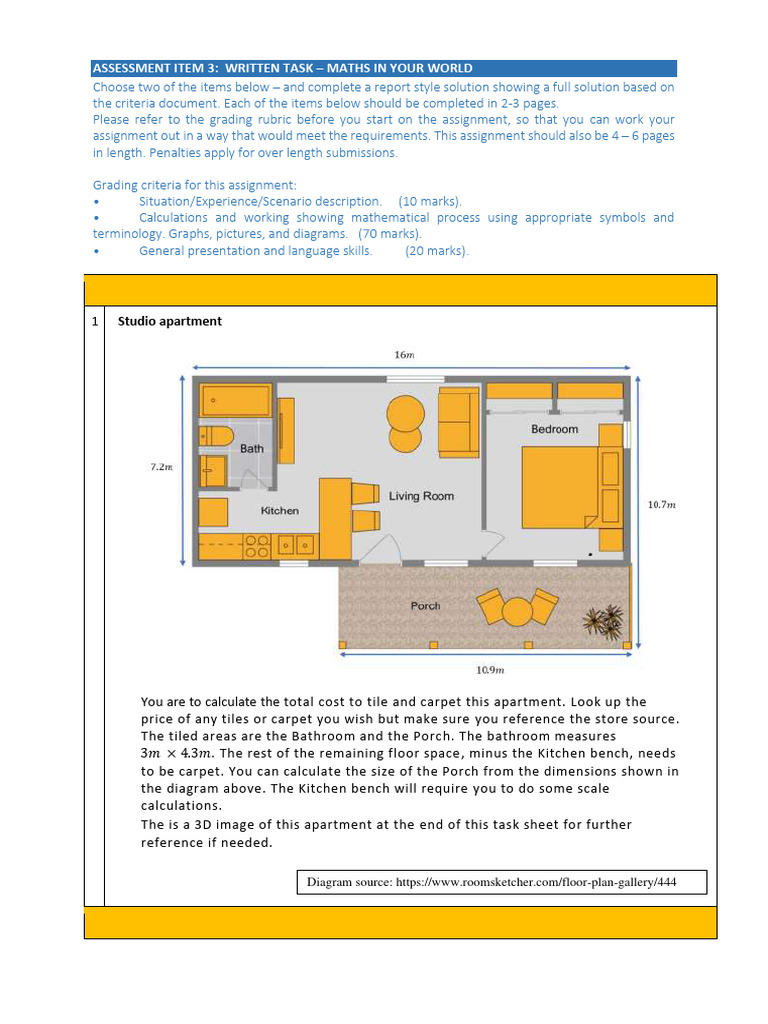 Assessment Task 3 - Maths in Your World - Task Description | PDF | Area ... Assessment Task 3 - Maths in Your World - Task Description | PDF | Area ...