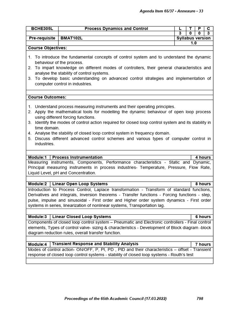 Bche305l Process-Dynamics-And-Control TH 1.0 70 Bche305l | PDF | Control Theory | System