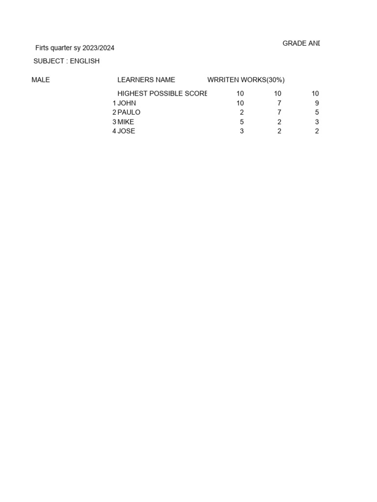 Firts Quarter S-WPS Office | PDF
