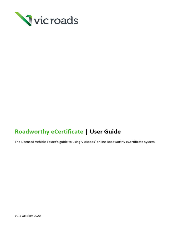 Roadworthy ECertificate User Guide | PDF | Public Key Certificate | World Wide Web