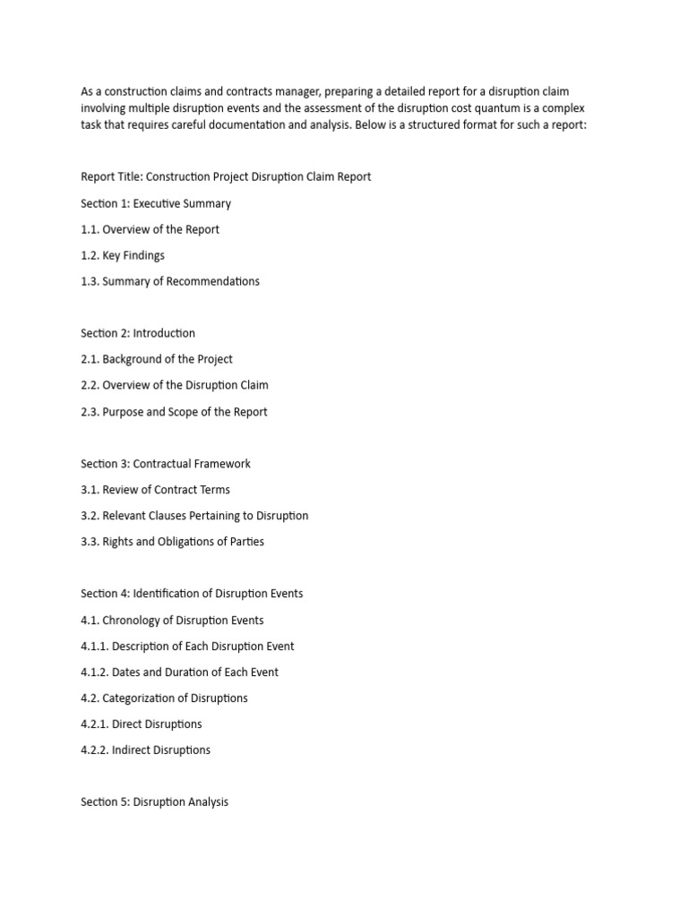 CM03 - LOFTY Disruption Report Structure V1 | PDF | Mediation | Business