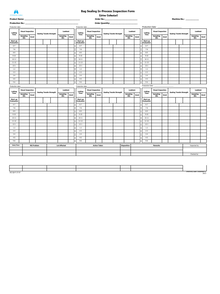 In-Process - Urine Bag Pouch Sealing - 6 | PDF