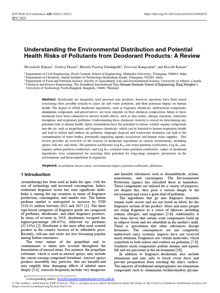 Deodorant Spray | PDF | Perfume | Chemistry