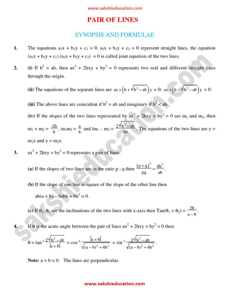 Pair of Lines | PDF | Mathematics | Mathematical Objects