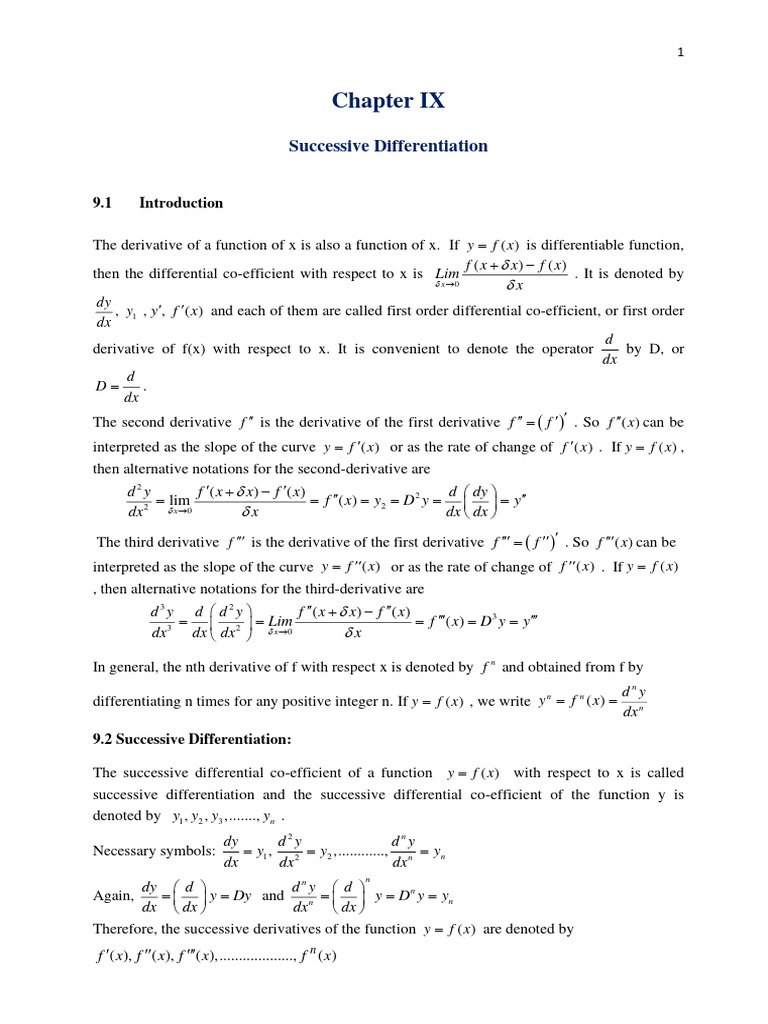 09.successive Differentiation | PDF | Derivative | Numbers