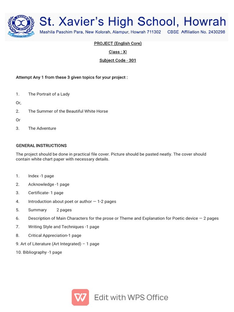 English Core Project Class XI | PDF