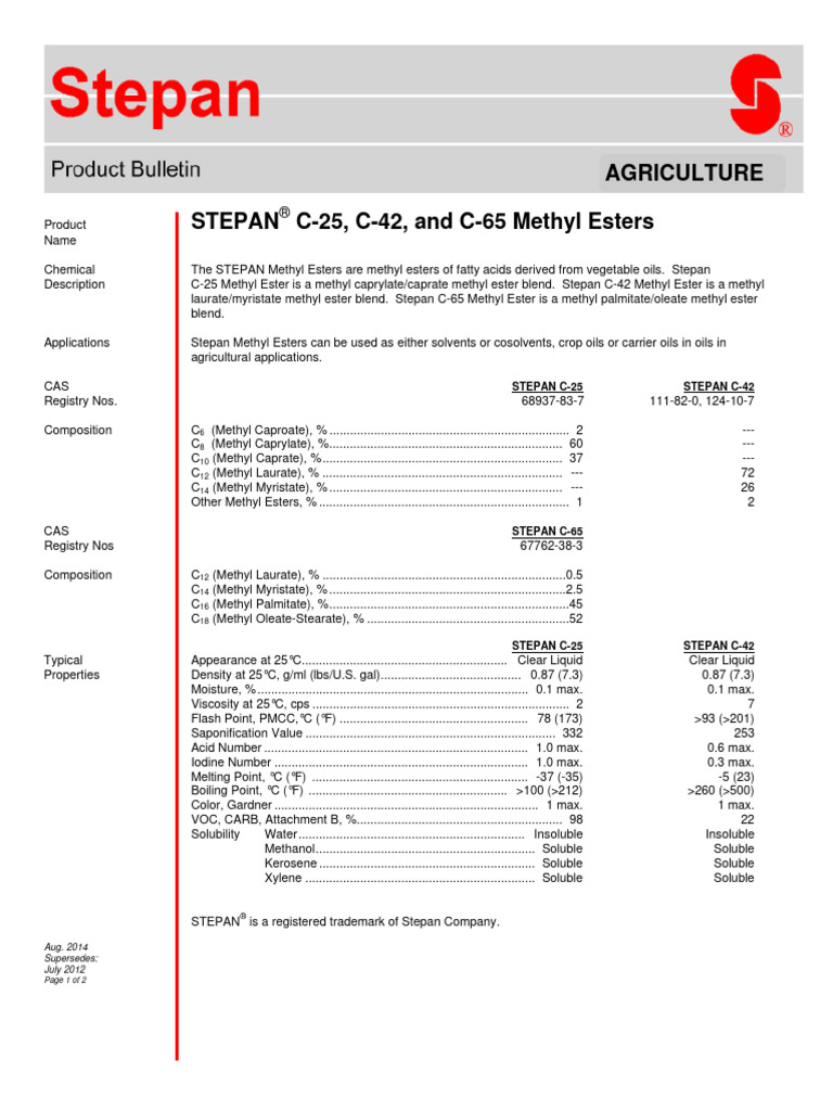 Stepan C Series | PDF | Solubility | Ester