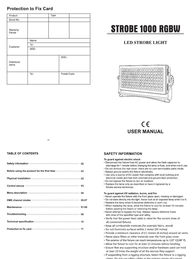 Strobe 1000 Rgbw | PDF