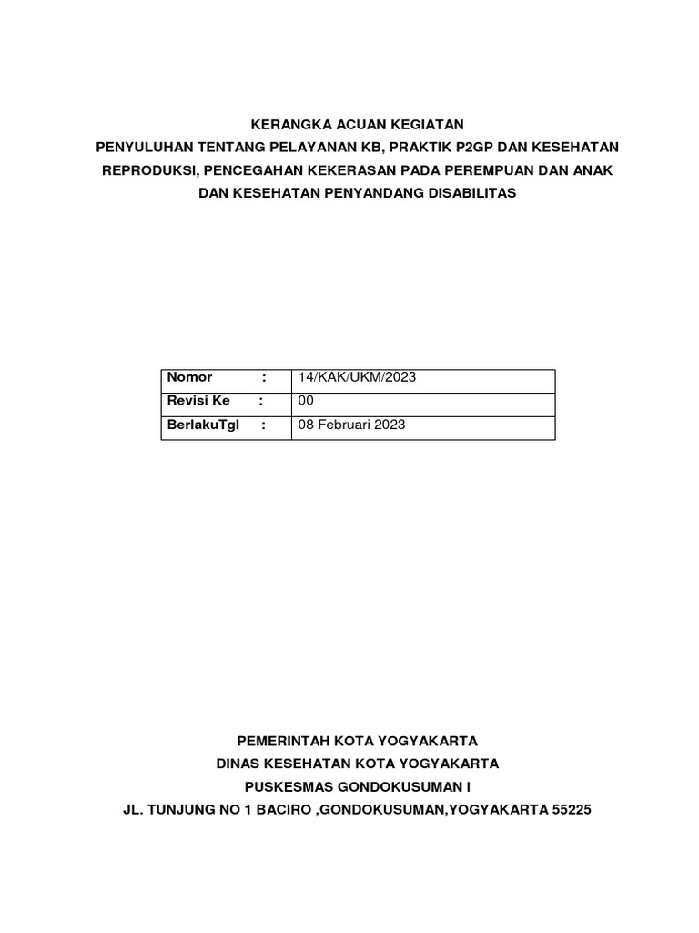 KAK Penyuluhan KB, P2GP | PDF