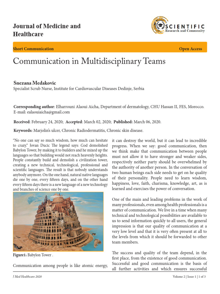 Communication in Multidisciplinary Teams | PDF | Nursing | Communication