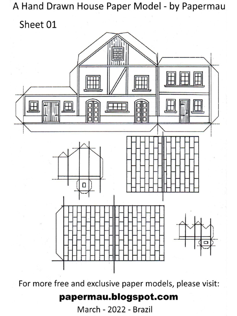 Hand Drawn House Papercraft by Papermau - March - 2022 | PDF