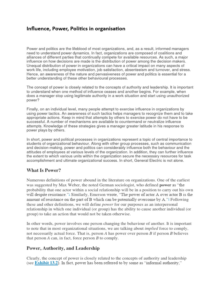 Power | PDF | Power (Social And Political) | Leadership