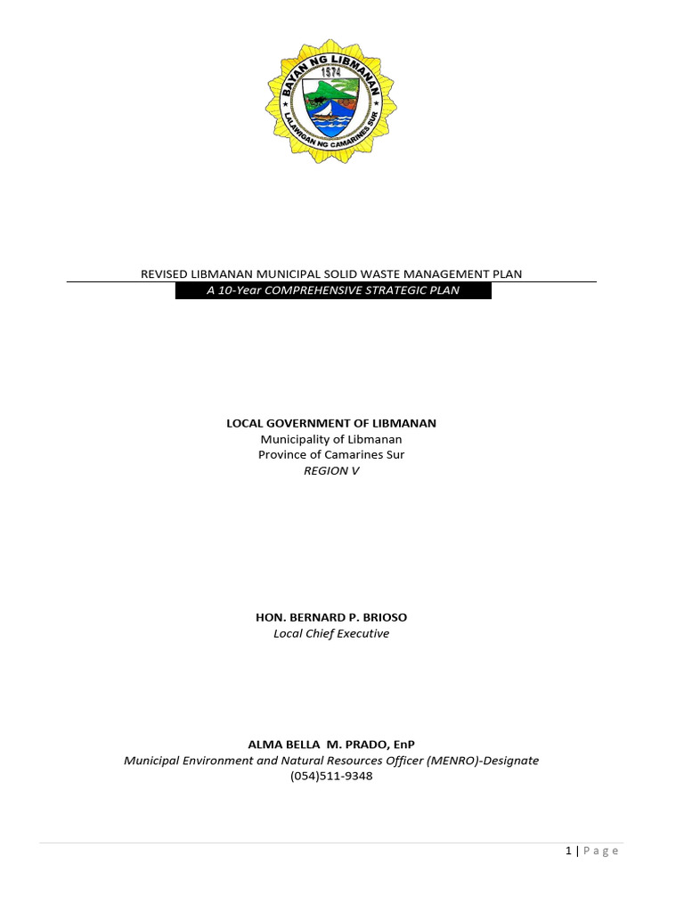 2021 10 YR SWM PLAN with Guideliness Drop Off | PDF | Waste Management ...