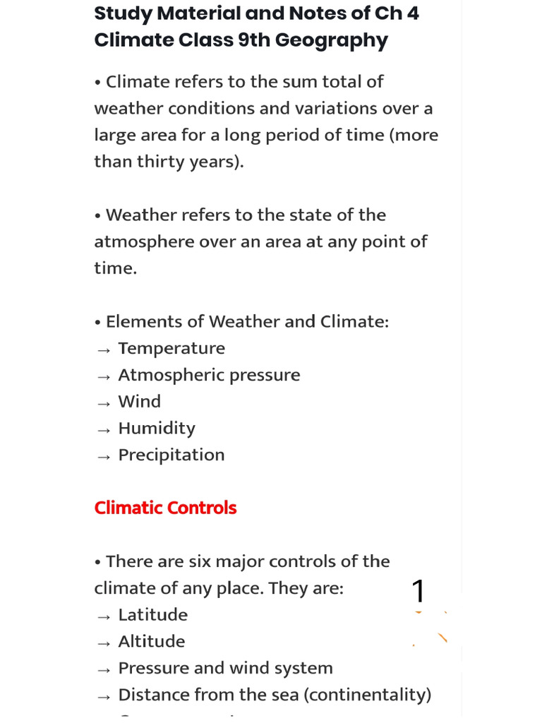 Grade 9 Geography Climate | PDF