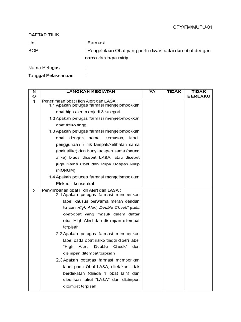 Pengelolaan Obat High Alert & LASA | PDF