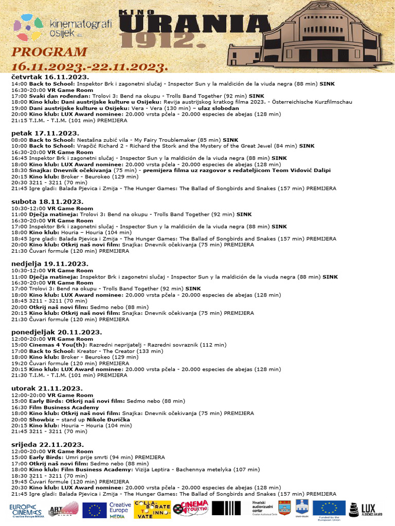 Program Kina Urania 16.11.-22.11.2023 | PDF