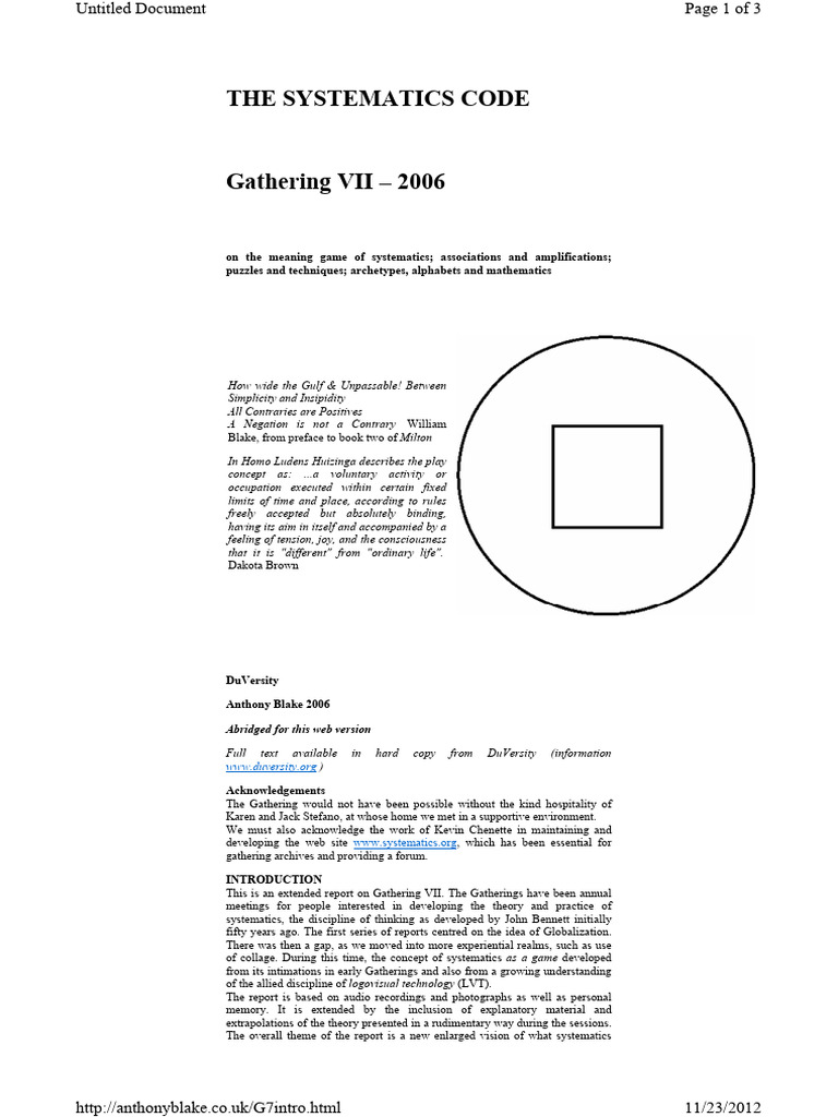 The Systematics Code | PDF | Thought | Archetype