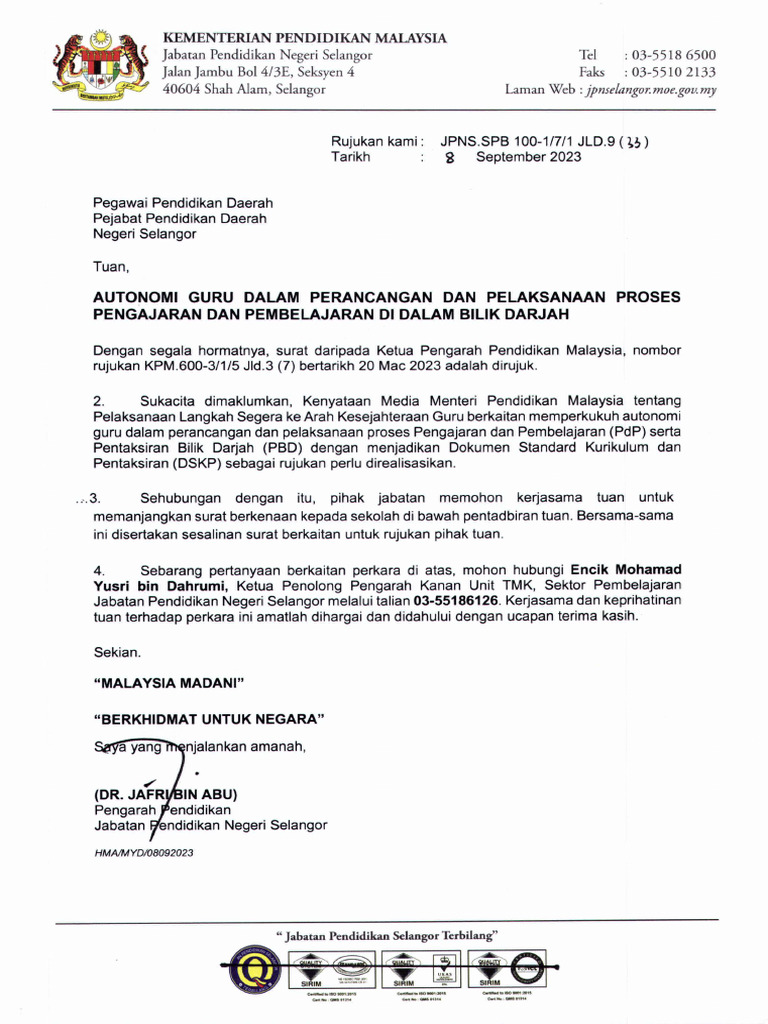 Autonomi Guru Dalam Perancangan Dan Pelaksanaan Proses Pengajaran | PDF