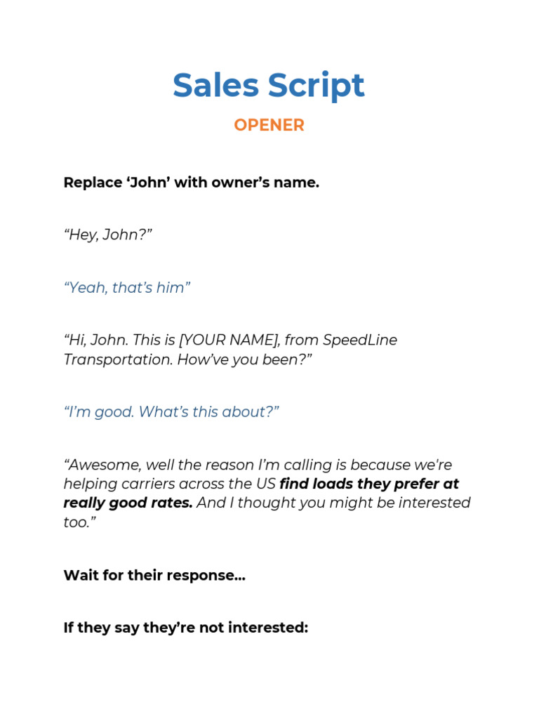 Sales Script | PDF