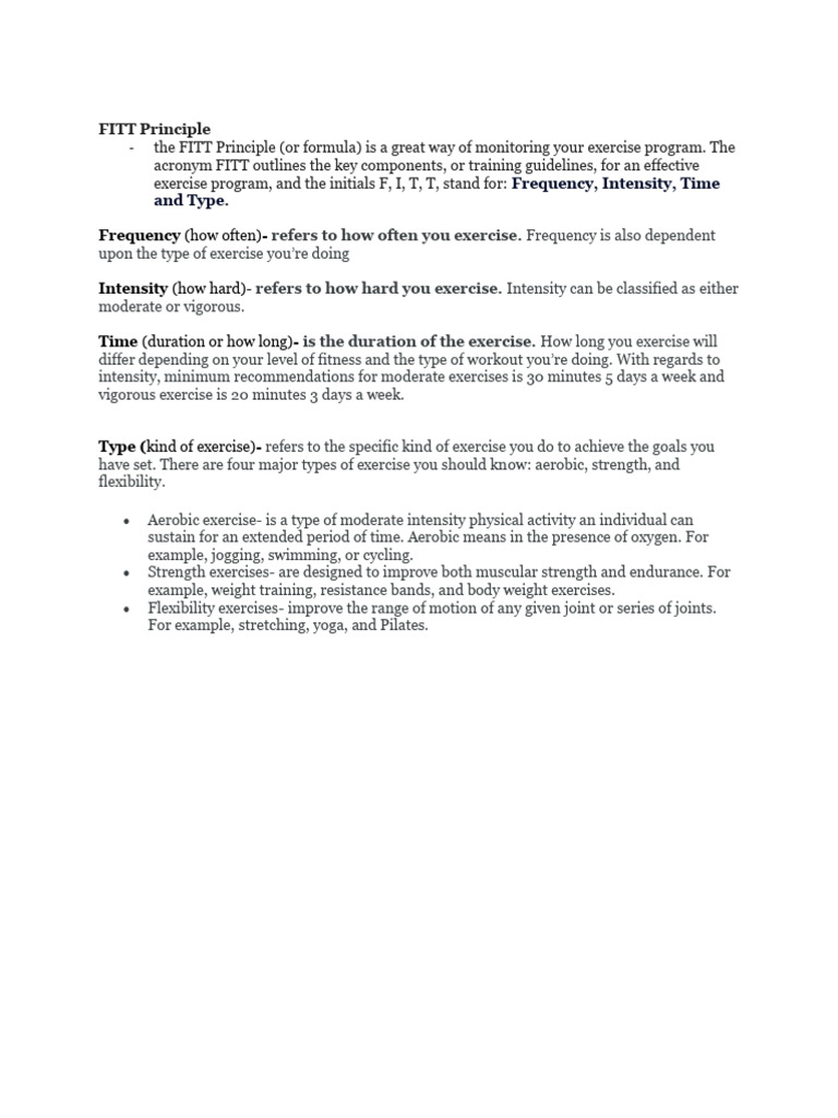 FITT Principle Assign. | PDF | Aerobic Exercise | Physical Fitness