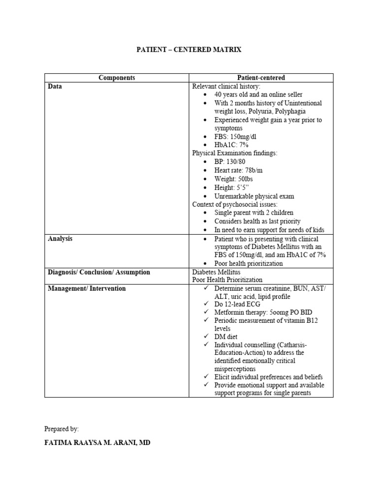 Patient Centered Matrix | Download Free PDF | Clinical Medicine ...