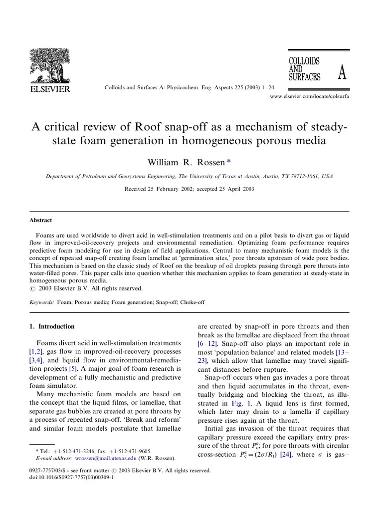 A Critical Review Of Roof Snap Off As A Mechanism Of Steady Download