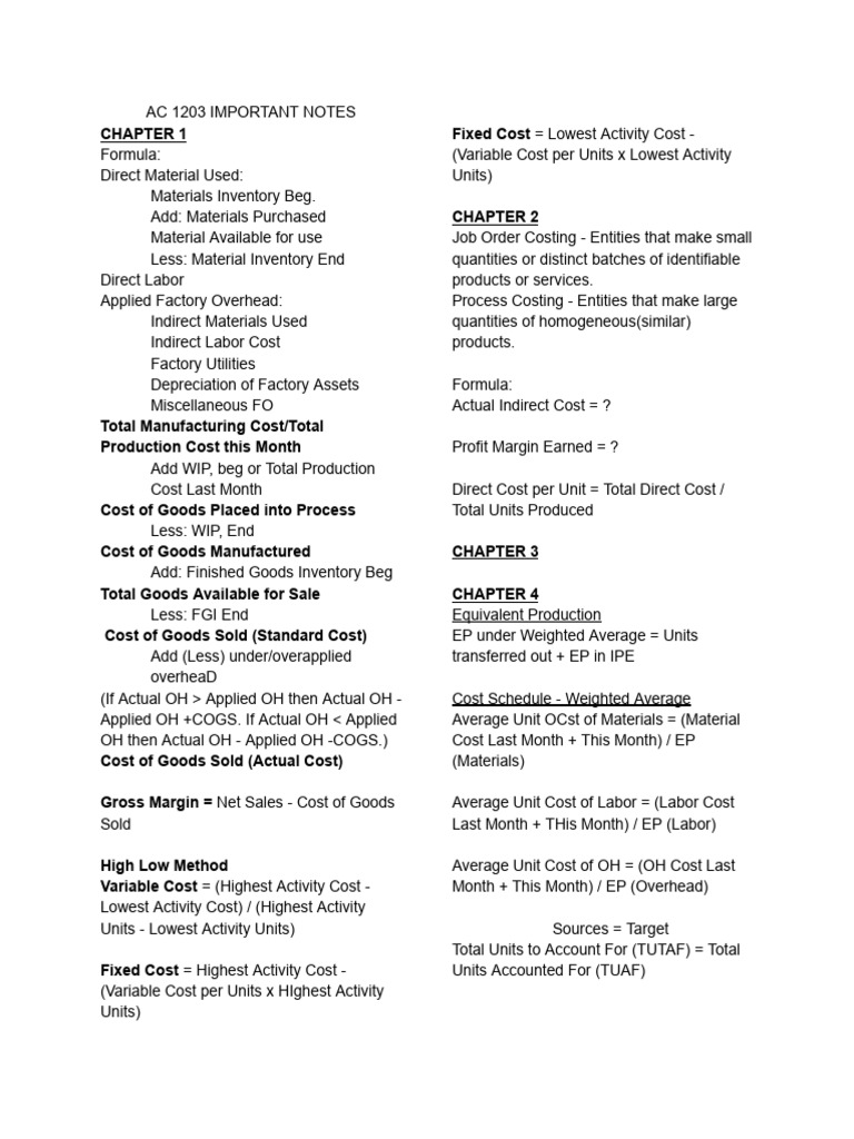 Cost Accounting Notes | PDF | Cost | Inventory