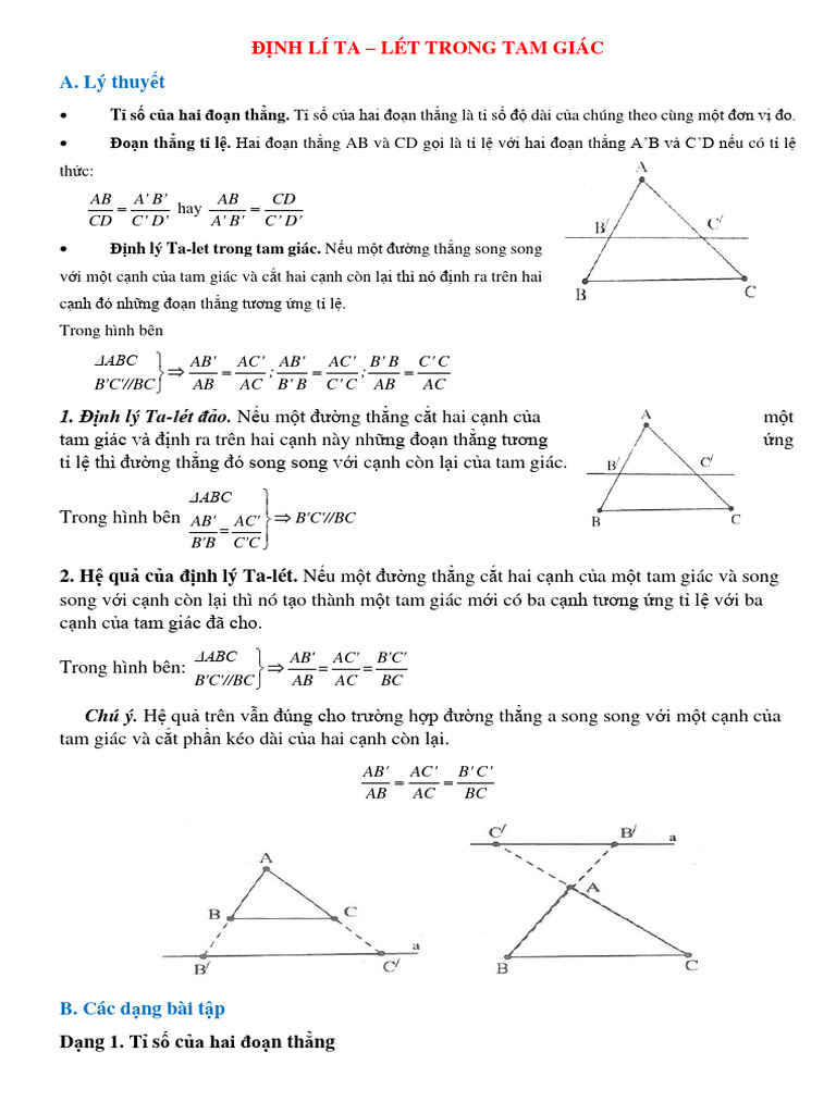 Cac Dang Bai Tap Ve Dinh Li Ta Let Trong Tam Giac Chon Loc | PDF