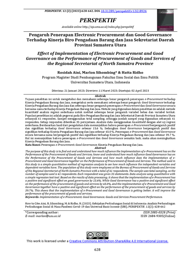 Pengaruh e-Procurement dan Good Governance | PDF | Pengelolaan Keuangan ...