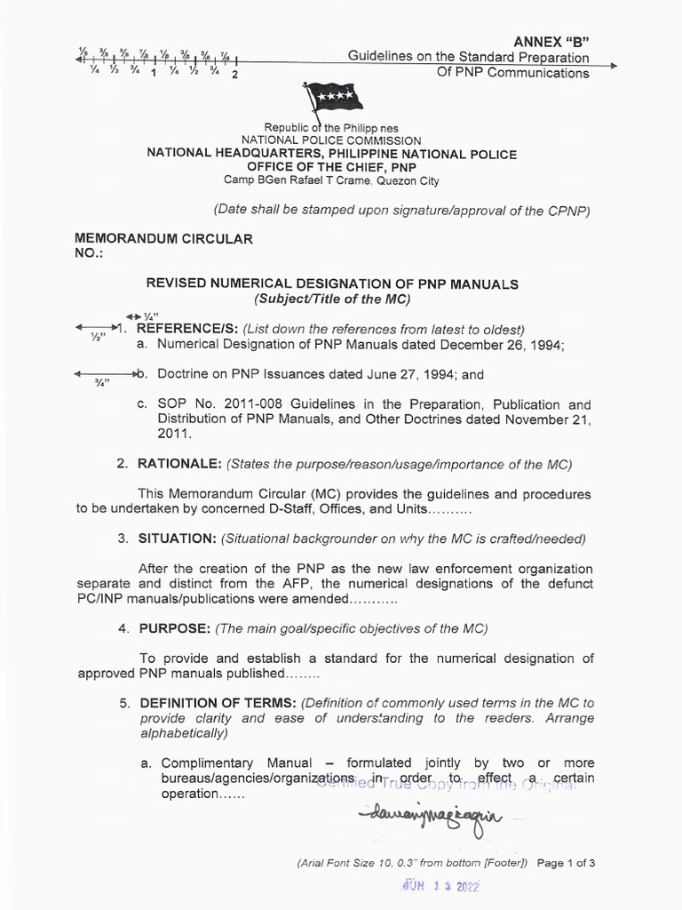 PNP MC 2022 076 PNP MC Standard Format | PDF