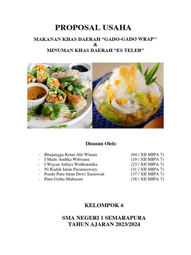 Proposal Prakarya Gado Gado Dan Es Teler | PDF