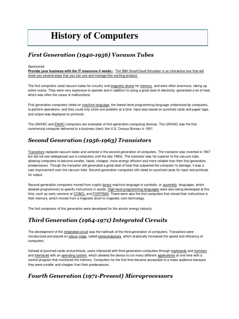 History of Computers | PDF | Microcomputers | Compact Disc