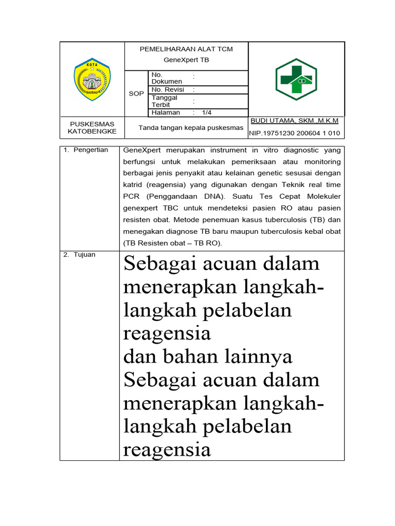 Sop Maintenance TCM | PDF
