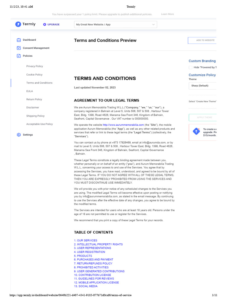 Terms and Conditions Preview | PDF | Application Software | Mobile App