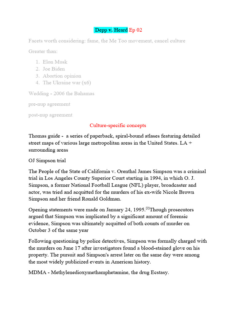 Depp VS Heard | PDF | Witness | Mental Disorder