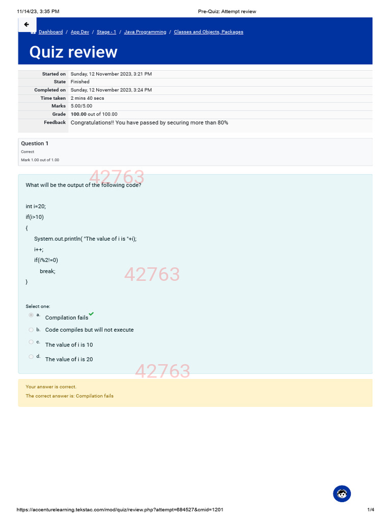 Pre-Quiz_ Attempt Review | PDF | Object Oriented Programming | Systems Engineering