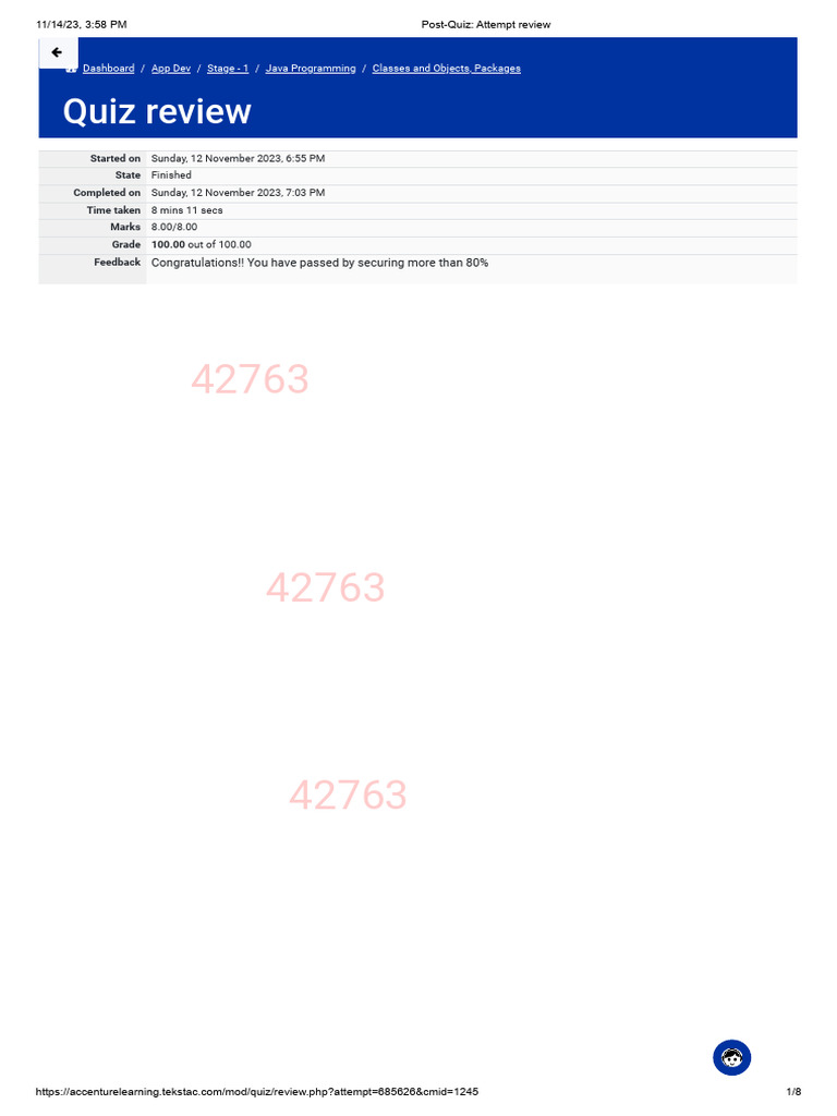 Post Quiz Attempt Review Pdf Computer Programming Object Computer Science 