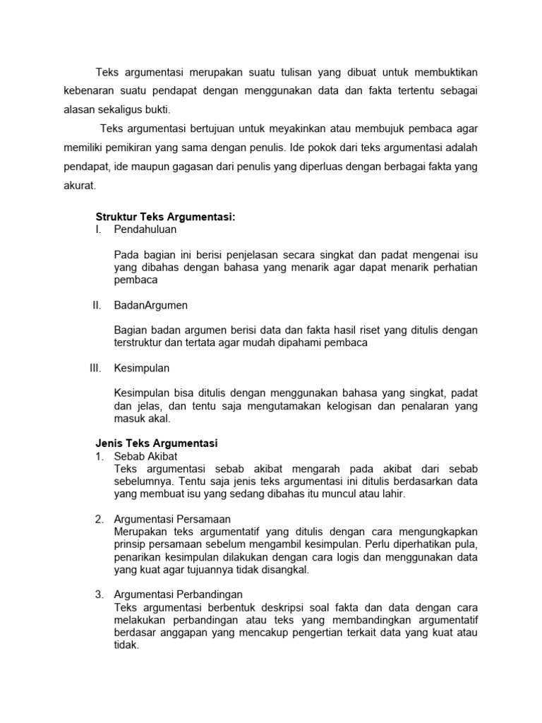 Struktur Teks Argumentasi | PDF