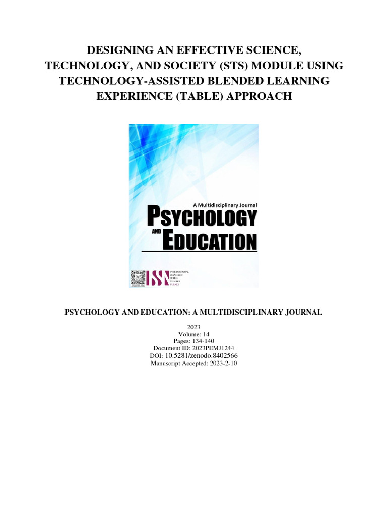 Designing An Effective Science, Technology, and Society (STS) Module ... Designing An Effective Science, Technology, and Society (STS) Module ...
