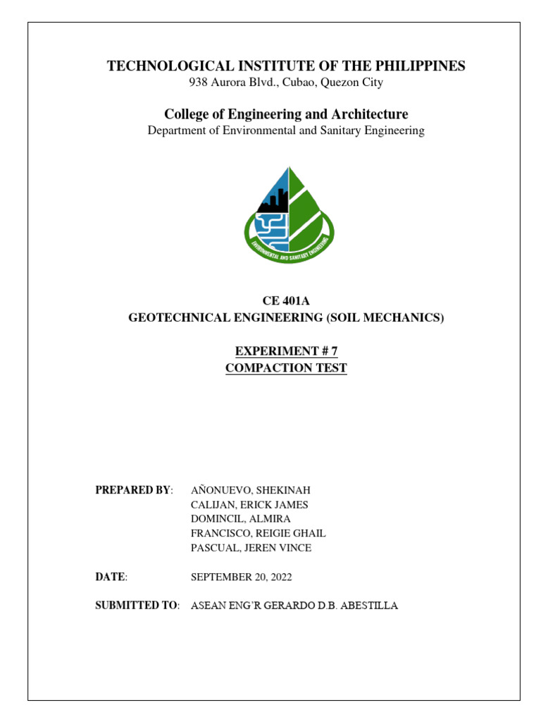 Ce401a Soil Mech Laboratory 7 | PDF | Soil | Physical Sciences