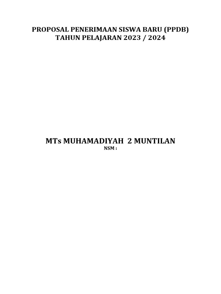 Proposal Penerimaan Siswa Baru PPDB Mts (1) 2023 | PDF