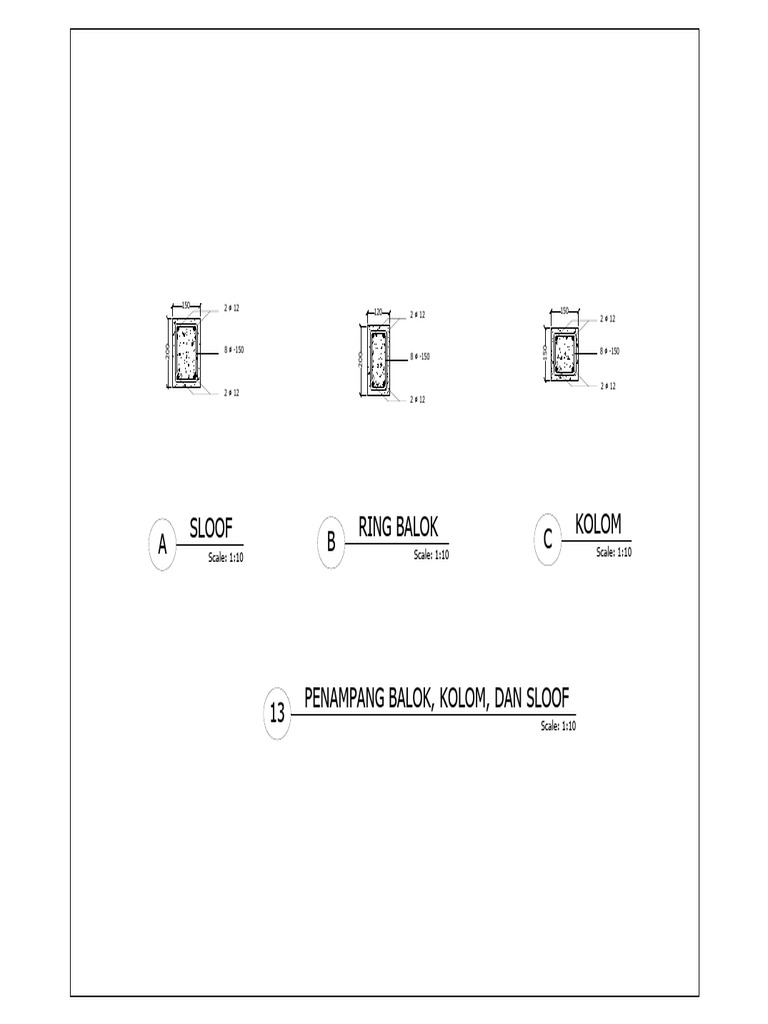 13.penampang Detail Balok, Kolom, Dan Sloof | PDF