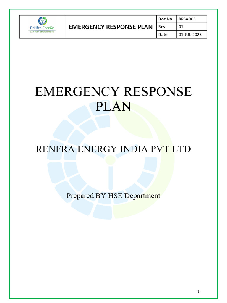 Renfra Energy Emergency Response Plan | PDF | Emergency Management ...