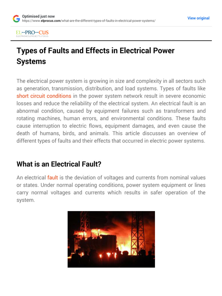 Types of Faults in Electrical Power Systems and Their Effects | PDF | Insulator (Electricity ...