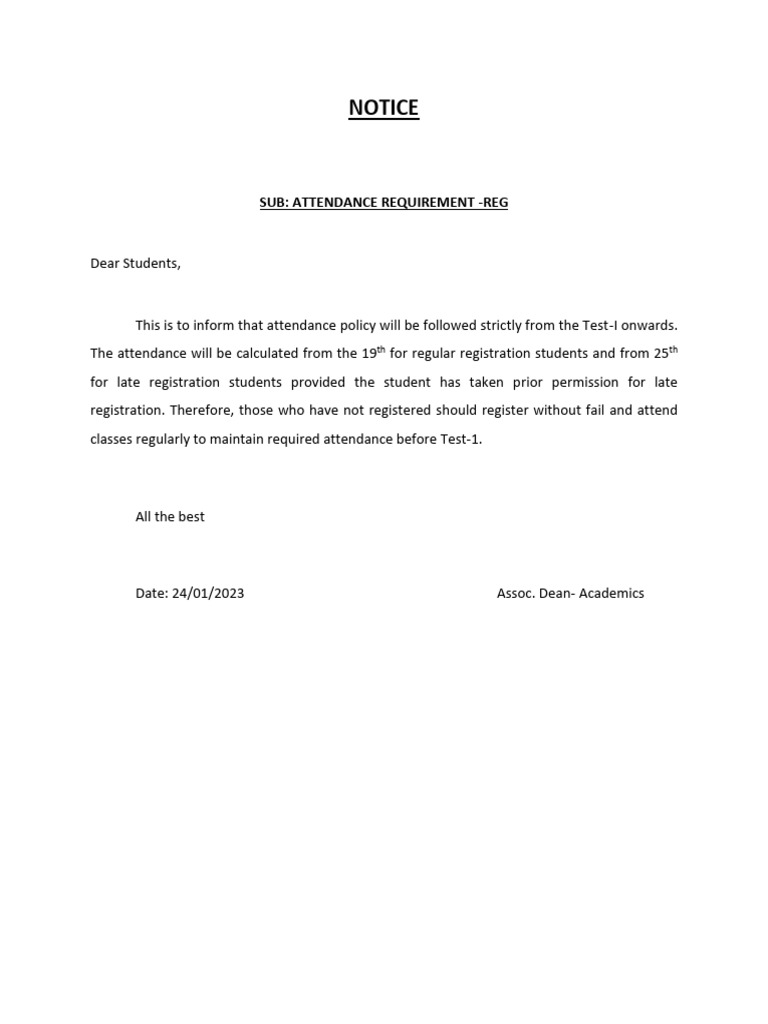 Attendance Notice | PDF