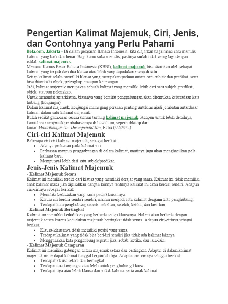 Kalimat Majemuk | PDF