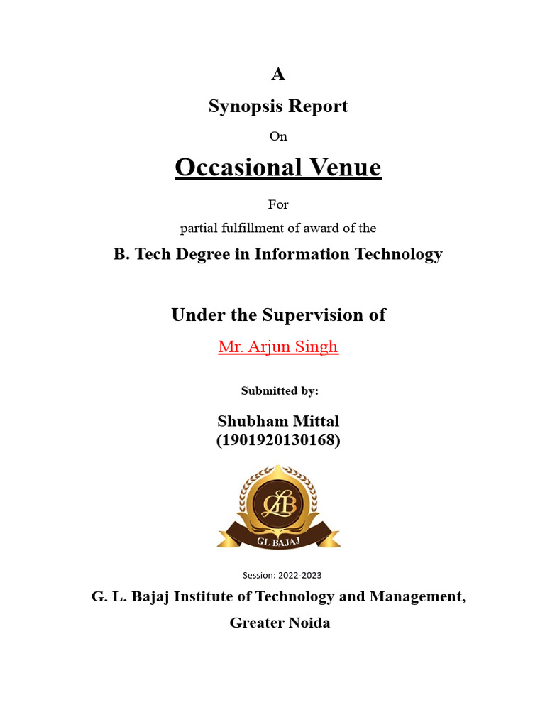 Synopsis Report Format IT | PDF | Ios | Computer Programming Synopsis Report Format IT | PDF | Ios | Computer Programming